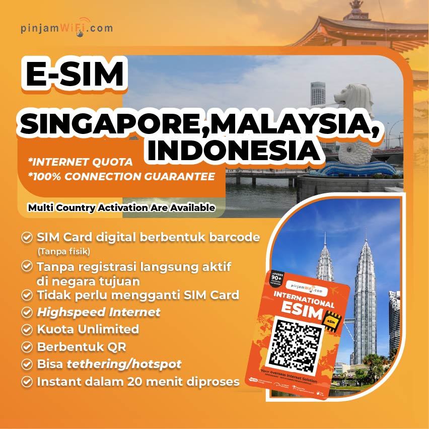 Jual PINJAM WIFI e-SIM Singapore Malaysia Internet Total Quota | ESIM ...