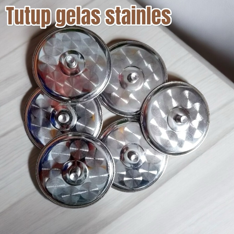 Jual (12pcs) Tutup gelas stainless 8cm berkualitas grosir | Shopee ...