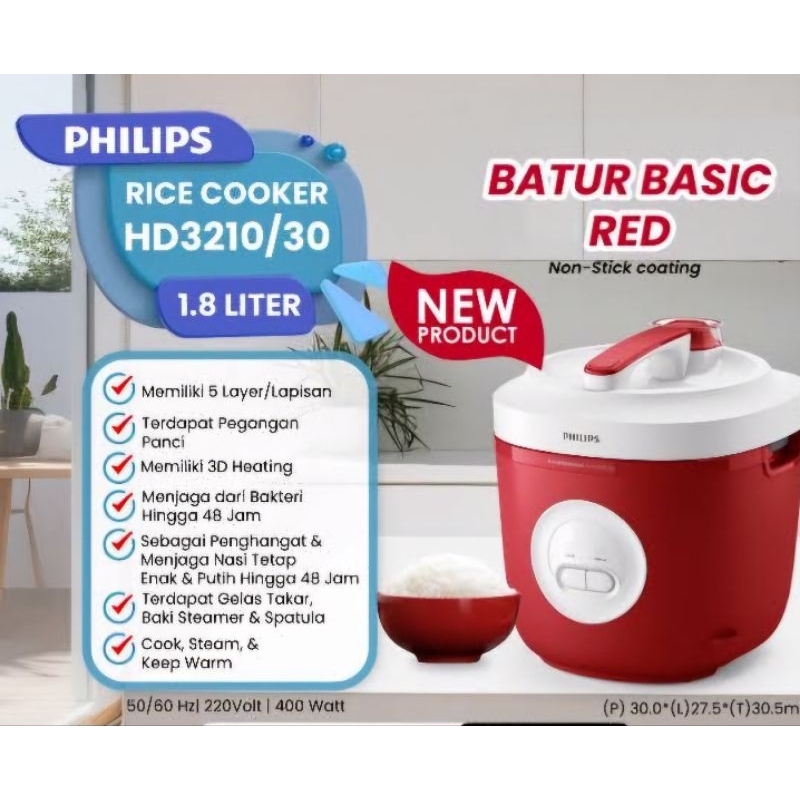 Jual PHILIPS Rice Cooker Anti Lengket 1.8 Liter Magic Com HD 3210 ...