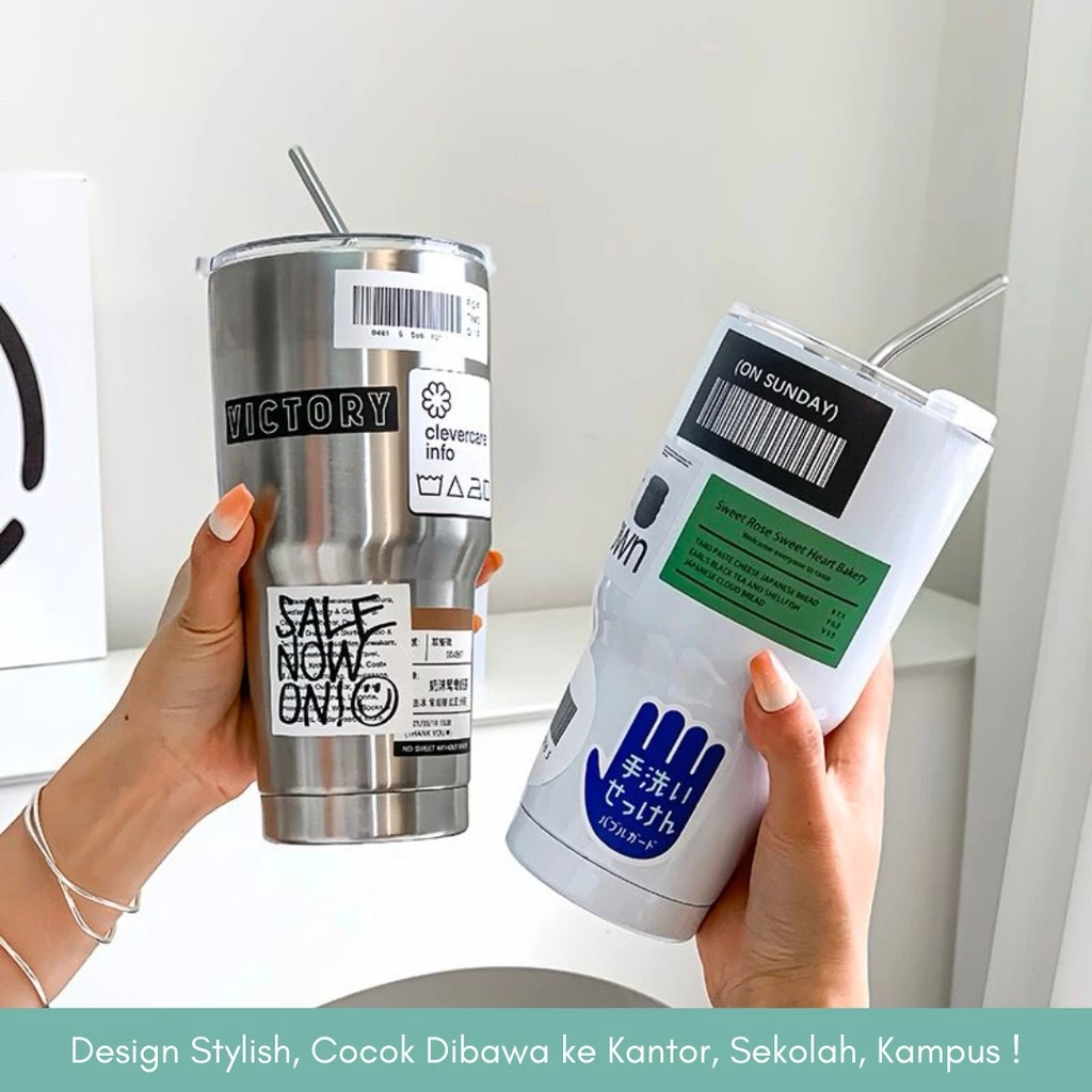 Jual HA Tumbler Kopi Stainless Steel Sticker Cangkir Cup Portable Minum ...