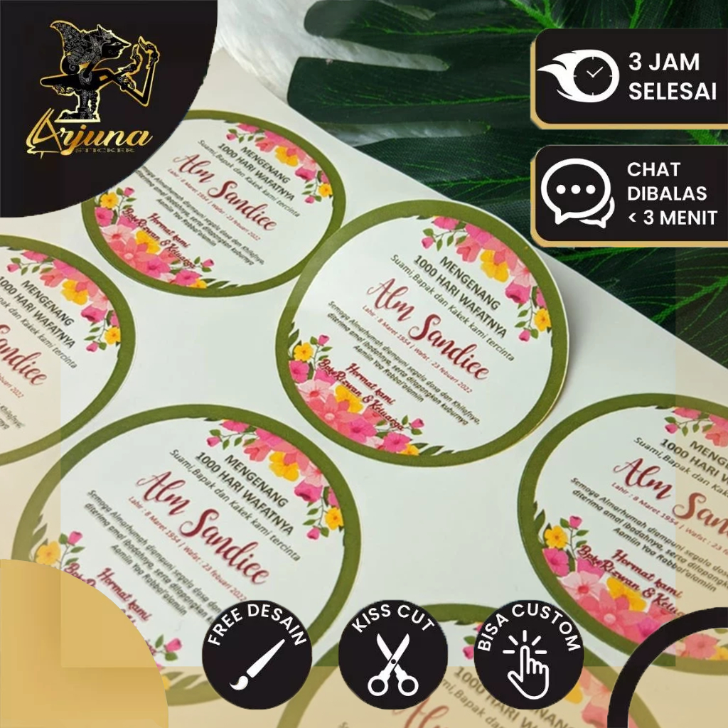 Jual 2-4 Stiker Tahlil Mengenang Wafatnya Sticker Label Bulat Mengenang ...