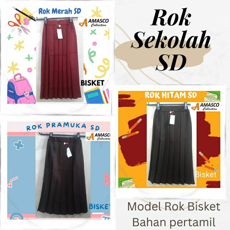 Jual Amasco,rok sekolah SD bahan pertamil/Rapilo, model rok plisket ...
