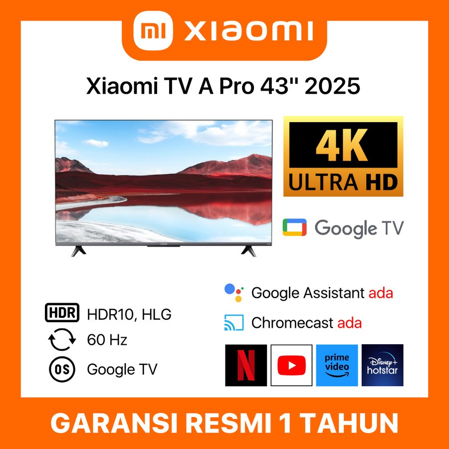 Jual Xiaomi Digital Smart TV A Pro 43 inch 2025 4K UHD Google TV 43" QLED I Dolby Audio, DTS:X ...