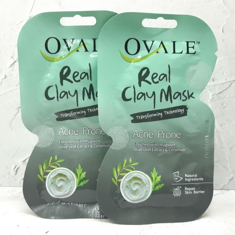 Jual Ovale real clay mask acne prone masker lumpur wajah 10gr harga ...