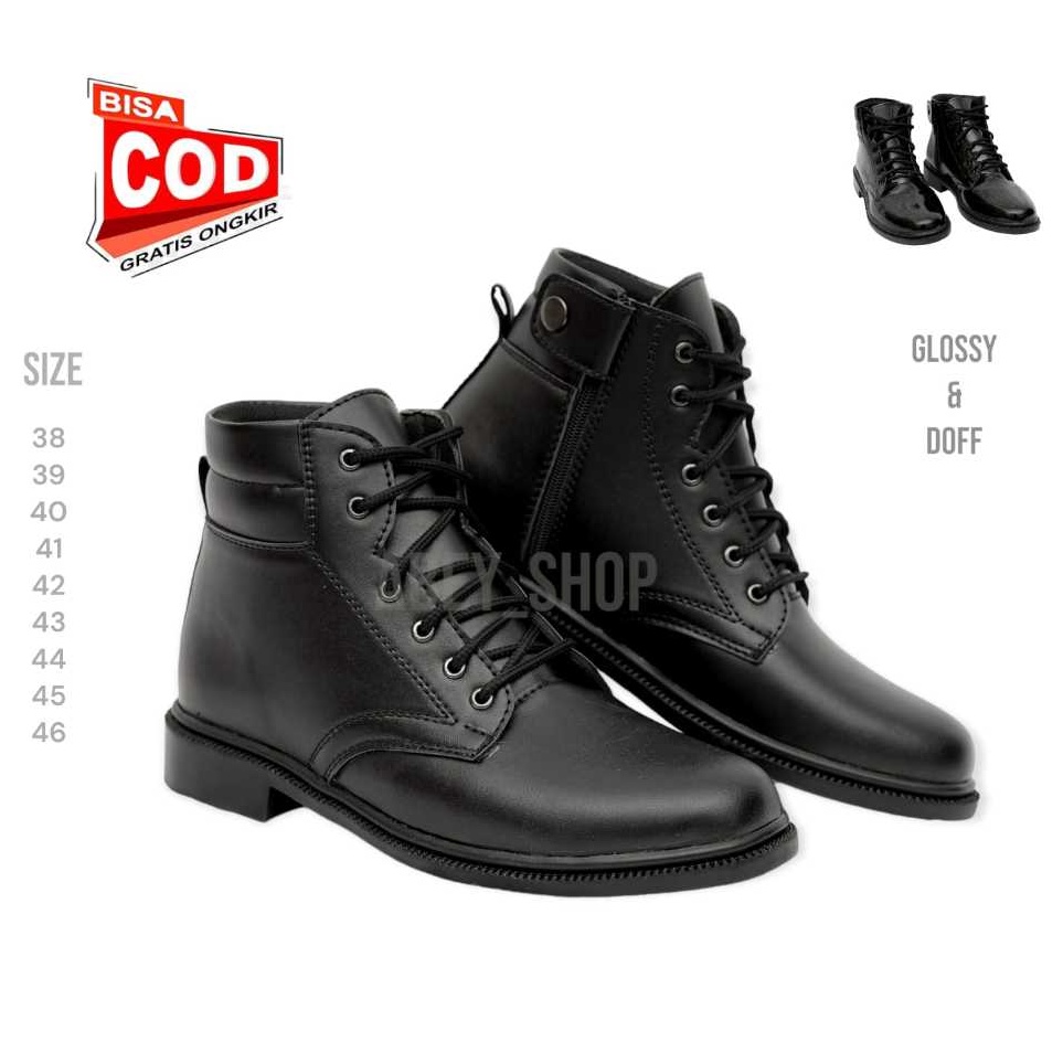 Jual KODE V89F Sepatu PDH Doff Mengkilap Tali Resleting Pantofel Resmi ...