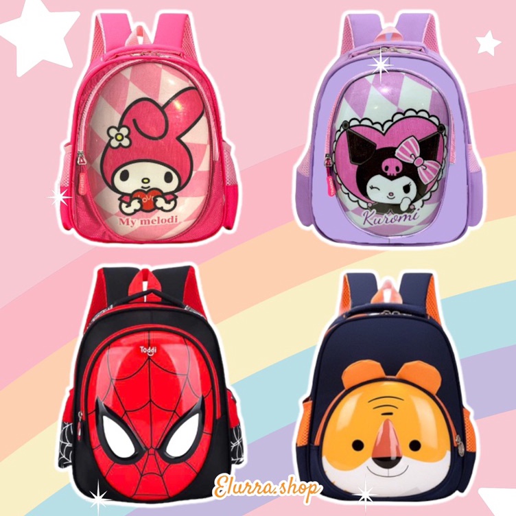 Jual KODE T57P Tas ransel anak sekolah tk dan Paud karakter timbul 3D kuromi melodi spiderman ...