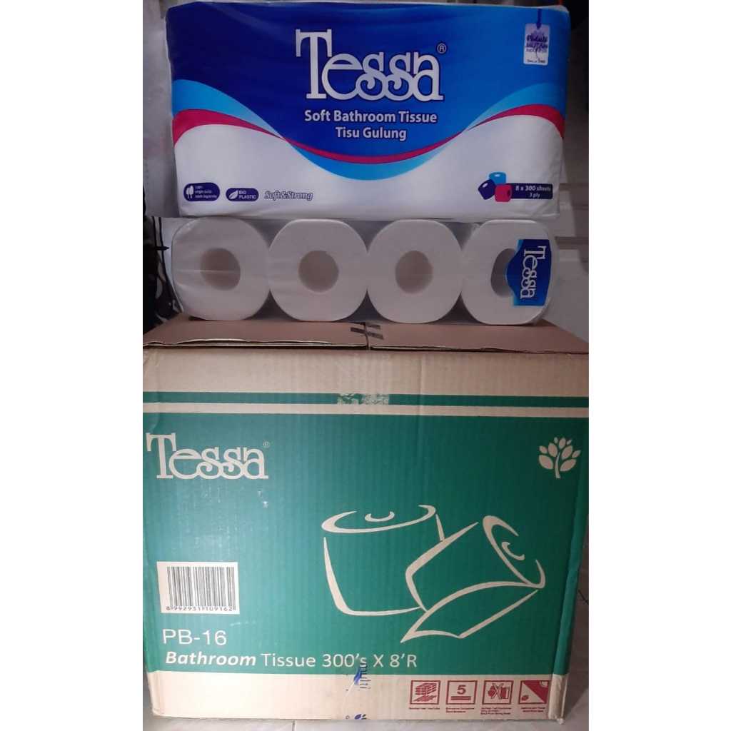 Jual 1 Karton isi 8 Pack Tessa Toilet 8 Roll x 300 Sheets x 3 Ply PB-16 ...