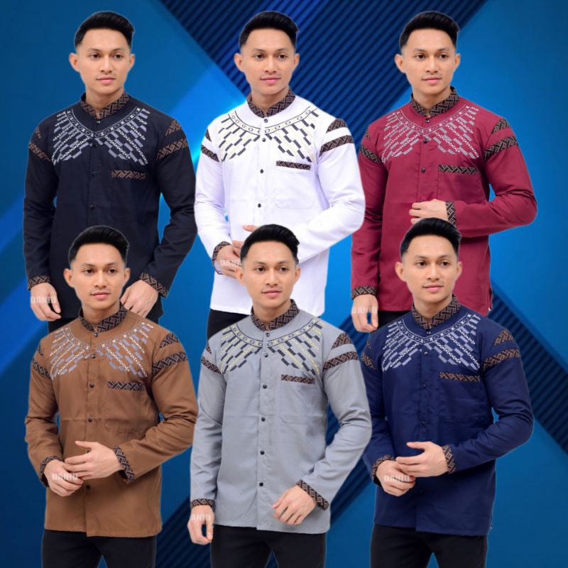 Jual Baju koko Muslim Dewasa Koko Pria Lengan Panjang Bordir Murah | Shopee Indonesia