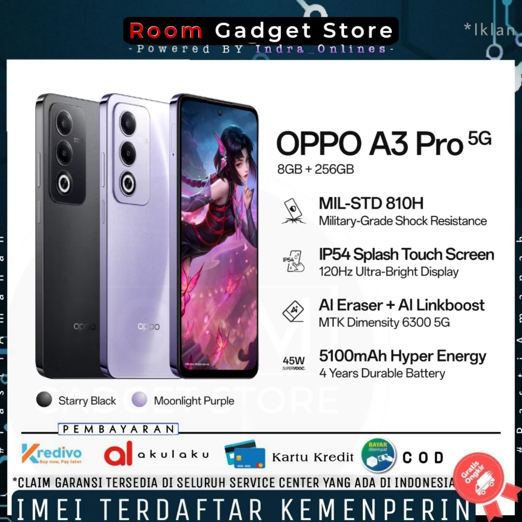 Jual Oppo A3 Pro 5G 8/256gb 5100maH hyper energy, Ai erase, Ai Link Boost Garansi Resmi Oppo ...