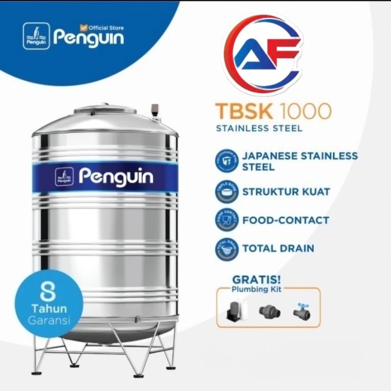 Jual TOREN AIR STAINLESS PENGUIN TBSK 1000 LITER 600 LITER PLUS KAKI ...