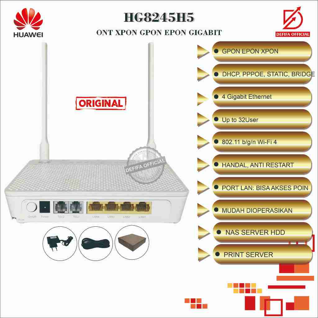 Jual Modem Fiber Optik ONT Huawei HG8245H5 Wireless Wifi Router Gigabit GPON EPON XPON ONU ...