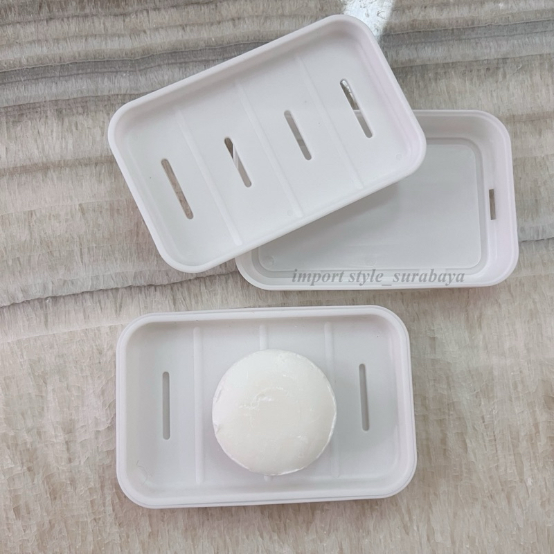 Jual TEMPAT SABUN BATANG putih aesthetic soap tray holder wadah kotak ...