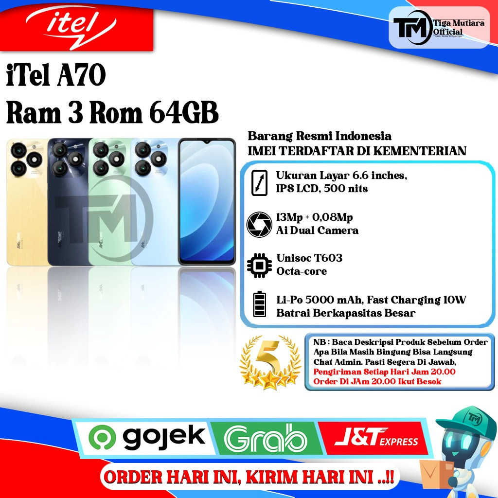Jual iTel A70 Ram 3/64GB| Ram 3/128GB I Ram 4/64GB | Ram 4/128GB Segel ...