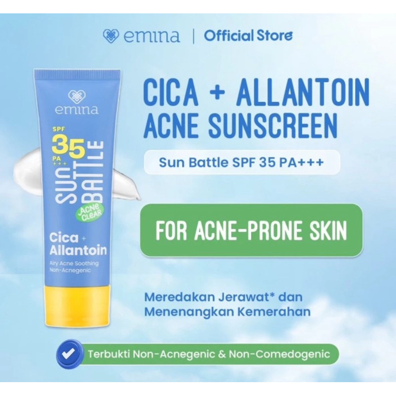 Jual EMINA SUNSCREEN NEW | Sun Battle SPF 35 PA+++ ~ Acne Clear ~ 50ml ...