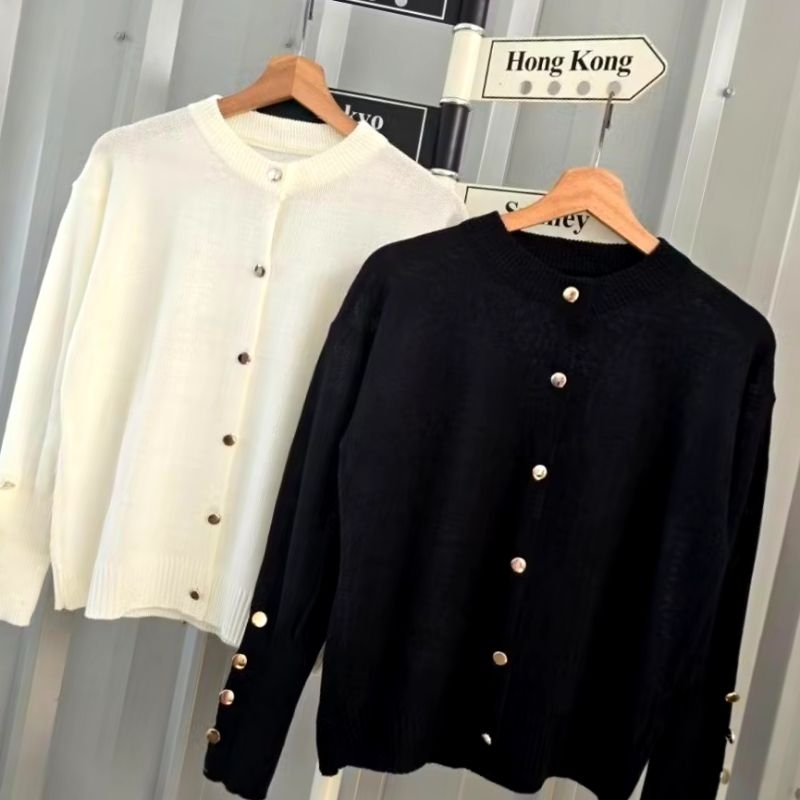 Jual Inara Starla Cardigan Basic Kancing Gold Tebal Premium | Shopee Indonesia