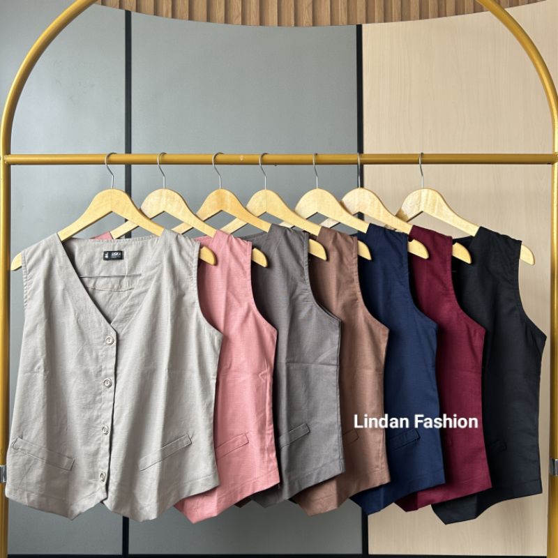 Jual Vest Kancing 1 Baris Kekinian Trendy Casual Elegant Vest Kancing ...