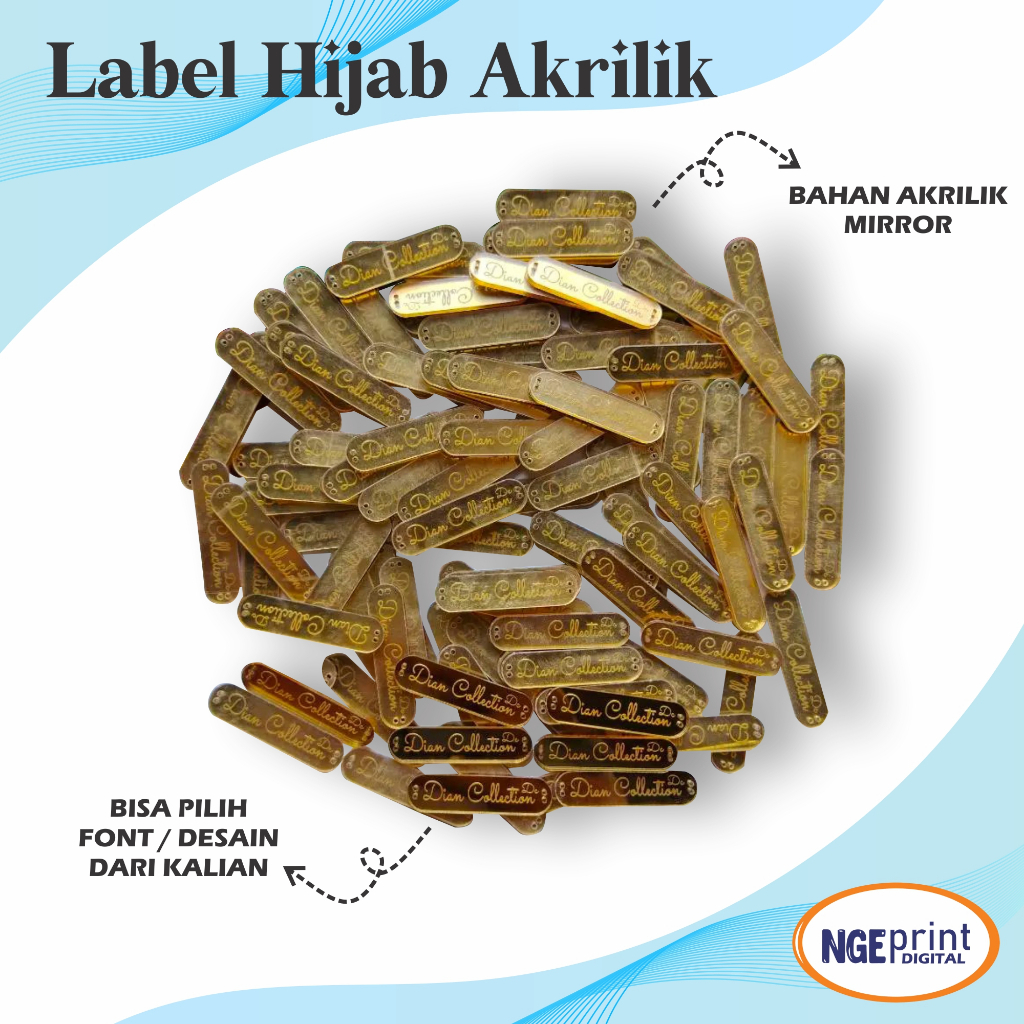 Jual Label Hijab Bahan Akrilik Murah Bahan Premium / Brand Hijab Akrilik Premium / Cetak Label ...