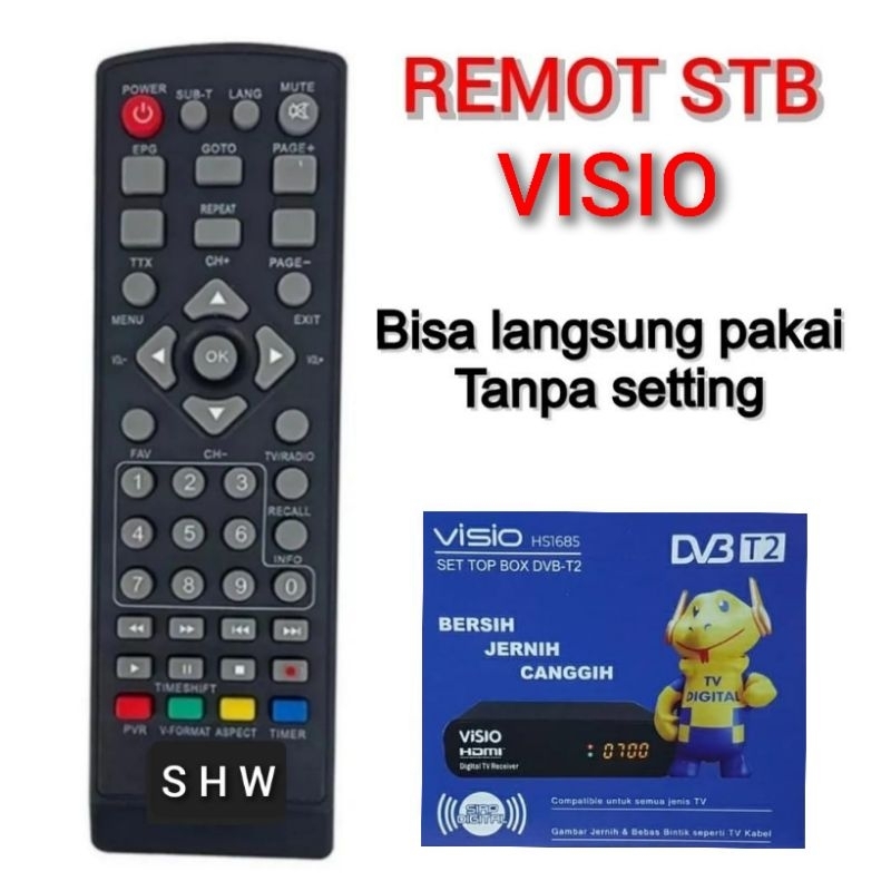 Jual Remote STB VISIO DVB-T2 Remot Set Top Box Langsung Pakai Tanpa Setting | Shopee Indonesia