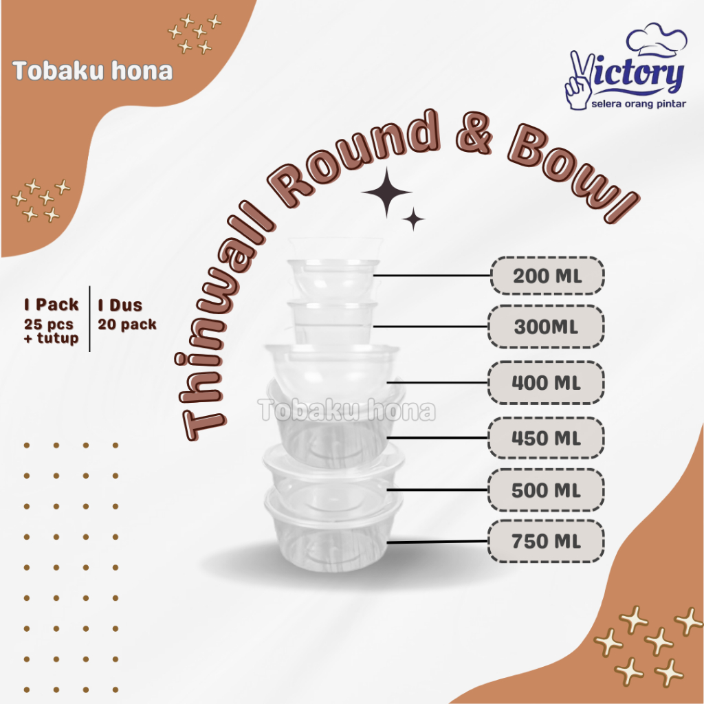 Jual Thinwall Bulat Alot Rapat 200ml 300ml 400ml 450ml 500ml 650ml 750ml Per Pack Mangkok Bowl ...