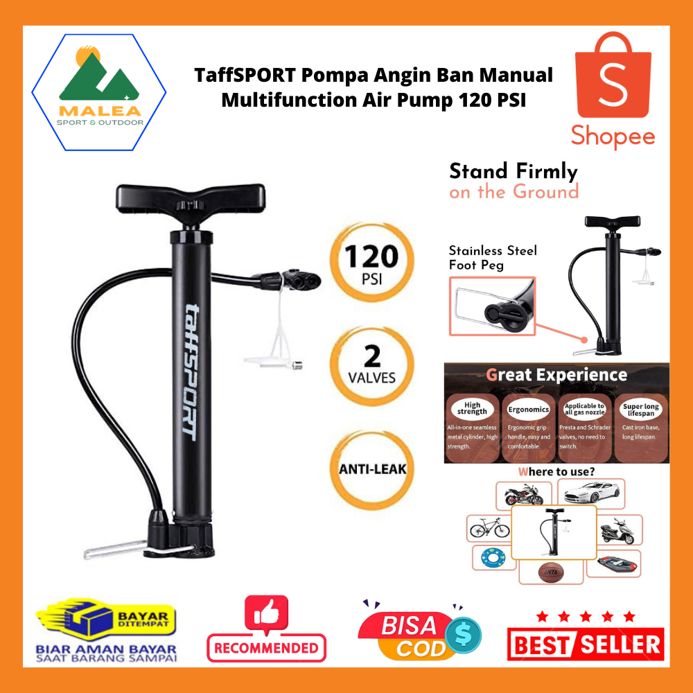 Jual Pompa Angin Ban Manual Multifunction Air Pump 120 PSI / Pompa ...