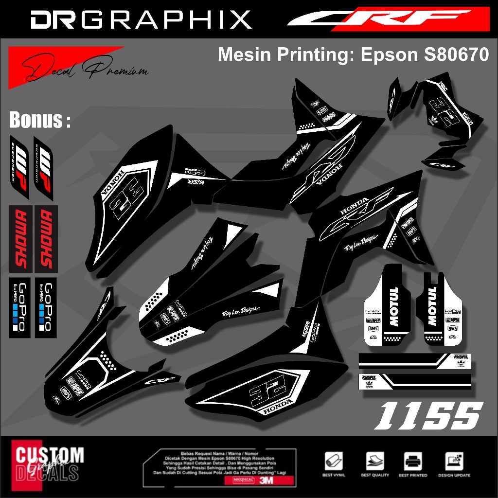 Jual Decal Sticker crf 150 L / Decal crf custom Full Body Super Glosy ...