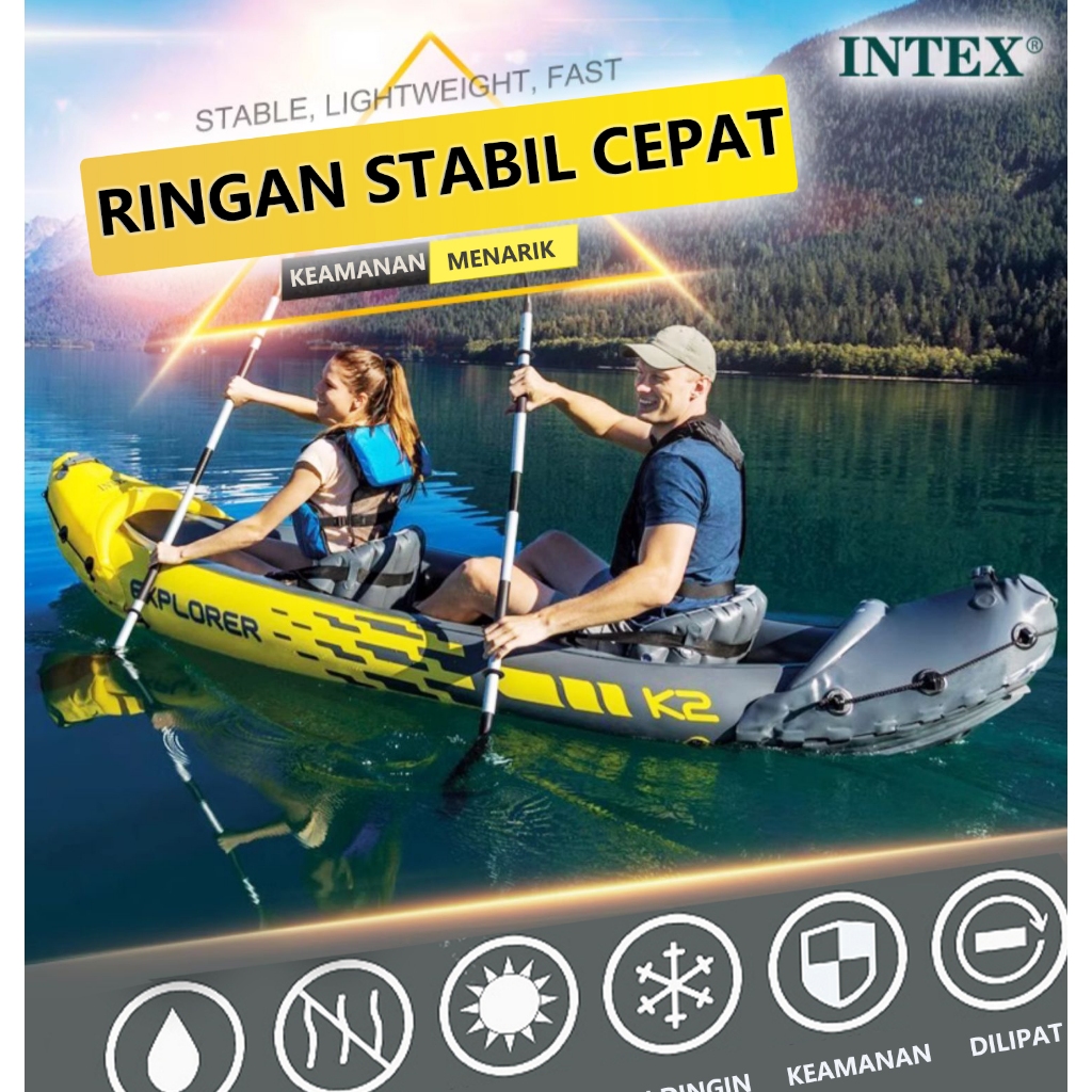 Jual Intex 2-Person Inflatable Kayak with Aluminum Oars High Output Air ...