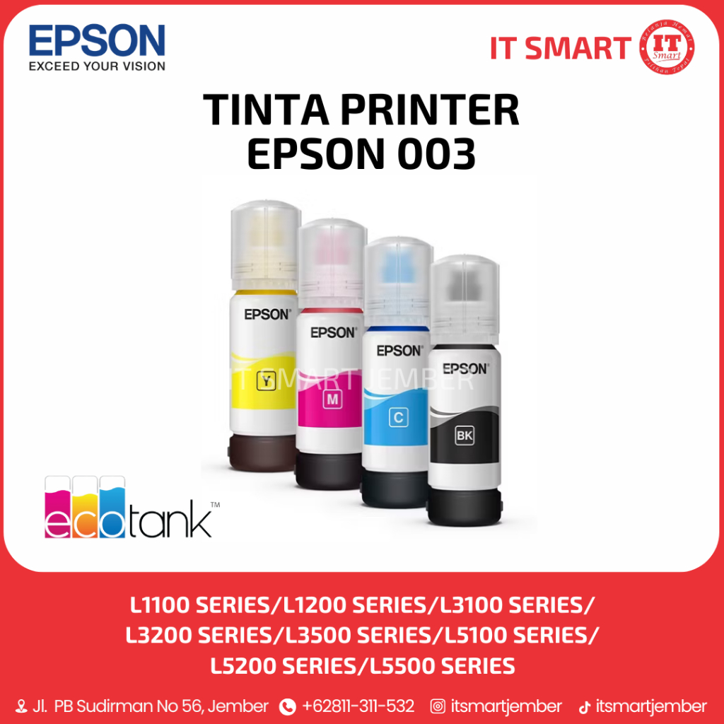 Jual TINTA EPSON 003 ORIGINAL TIPE L1100 L120 L3100 L3200 L3500 L5100 ...