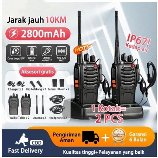 Jual HT Handy Talky MERODITH-888S Radio Komunikasi Uhf Walky Talky 2 units Walkie talkie ...