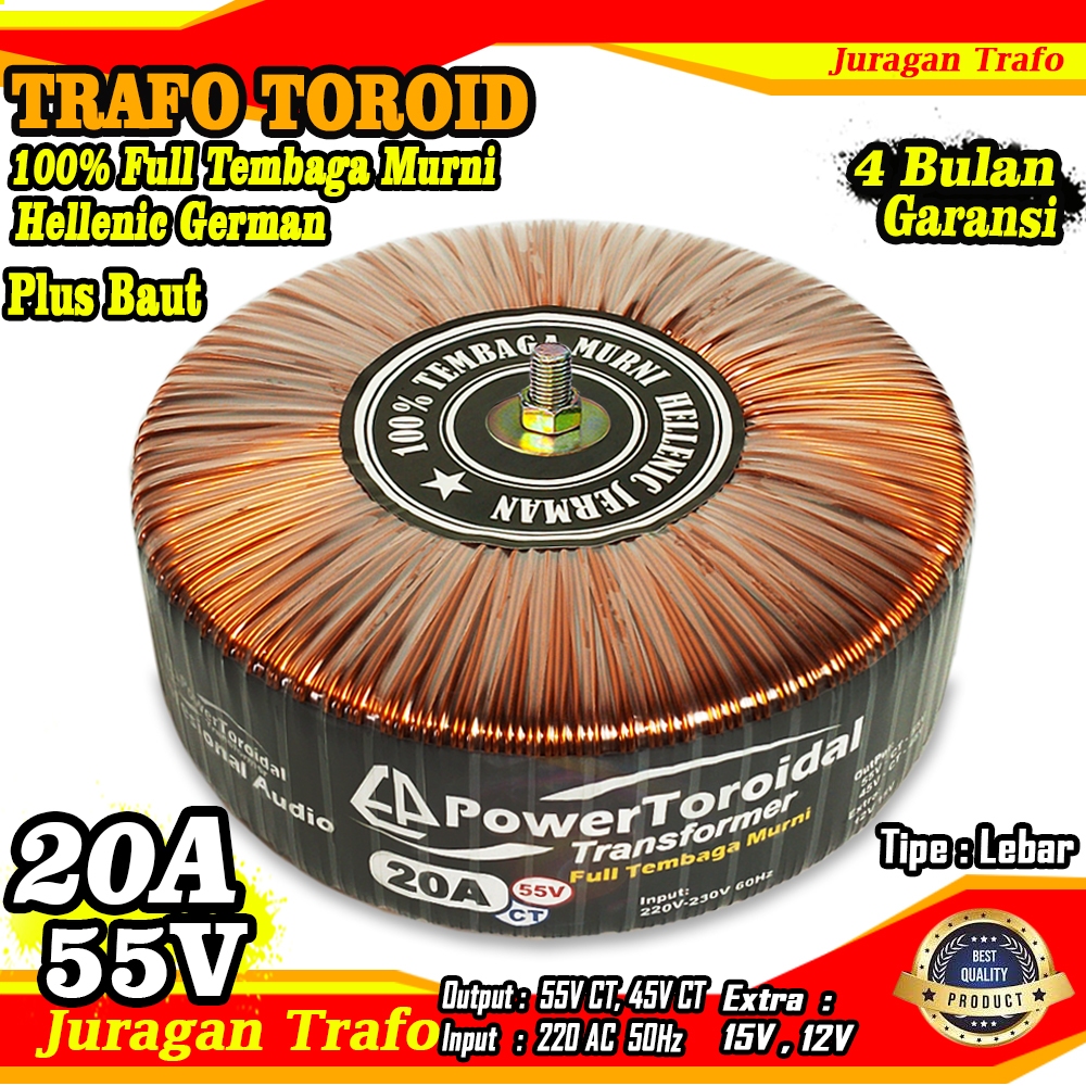 Jual Trafo Toroid Powertoroidal 20A (MURNI) 55V CT - 45V CT Original ...