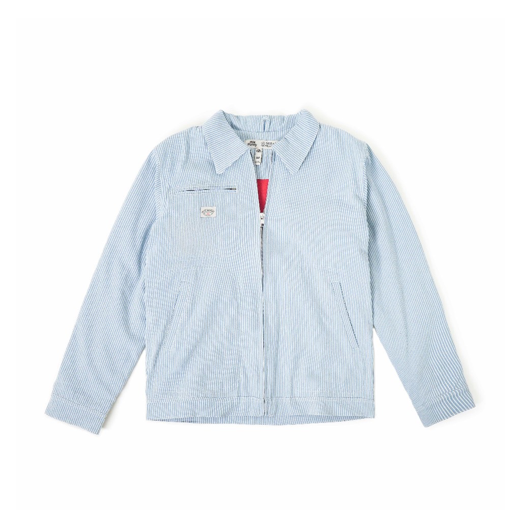 Jual Hoi Polloy - Handyman Striped Denim Jacket (Blue) | Shopee Indonesia