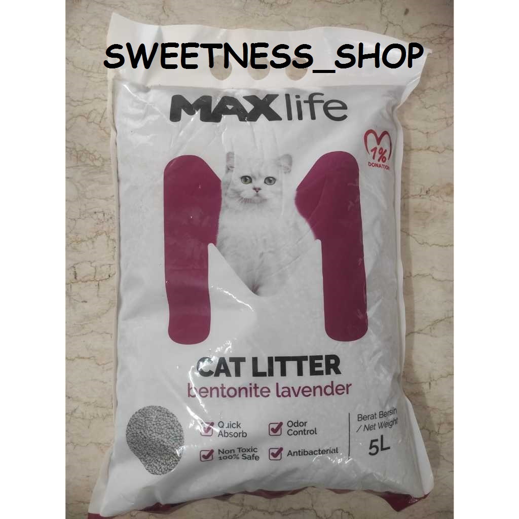 Jual Max Life Bentonite Lavender atau Kopi 5 liter | Pasir Kucing ...