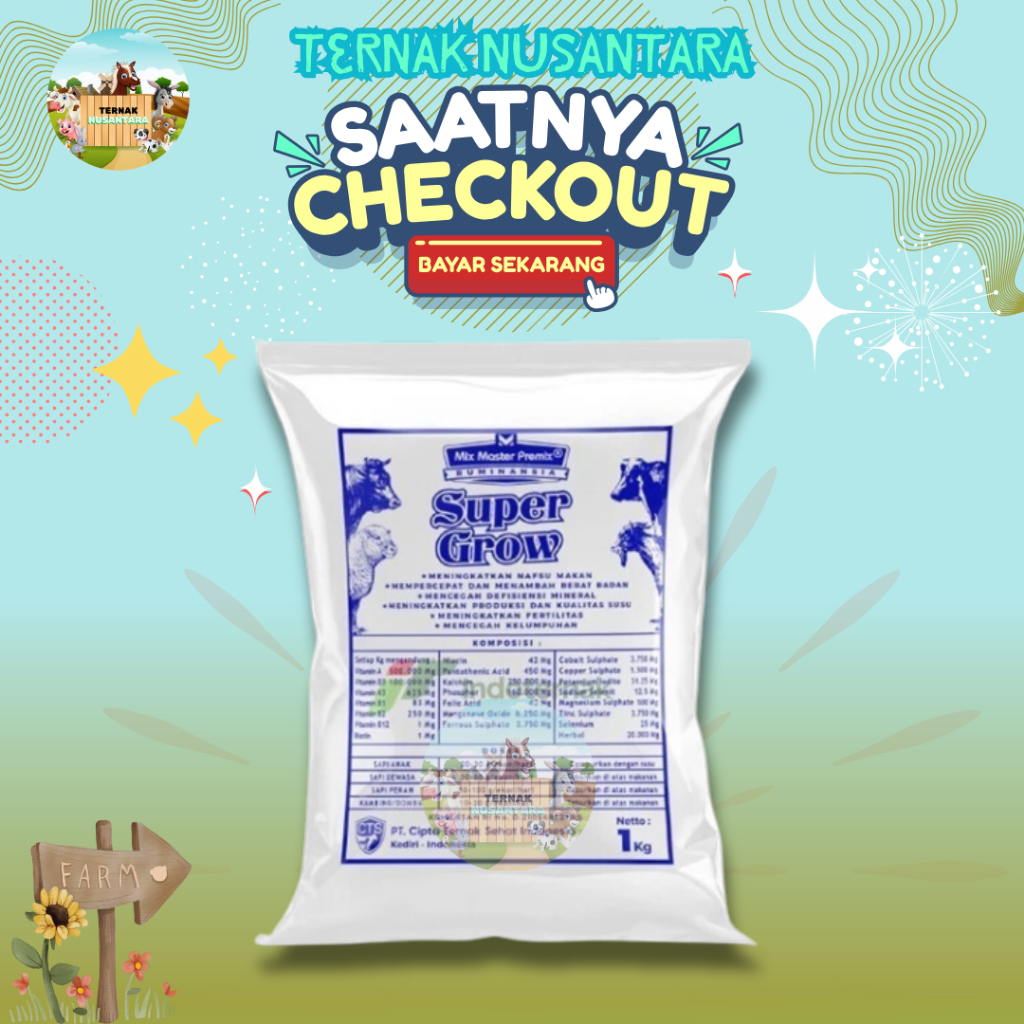 Jual PREMIX SUPER GROW 1 KG - Premix Pemacu Pertumbuhan dan Produksi Susu untuk Sapi Kambing ...