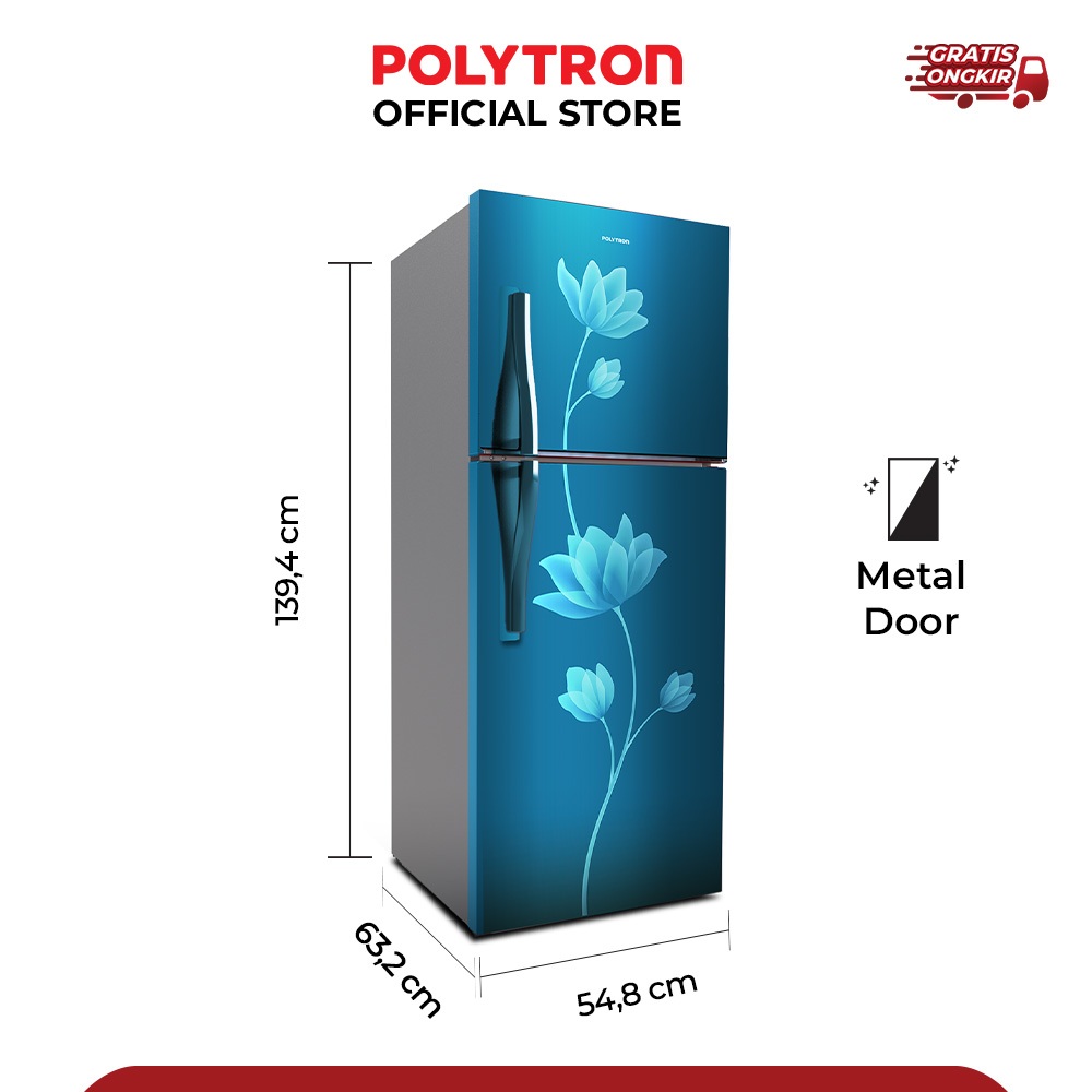 Jual Kulkas POLYTRON Beauty metal door 2 pintu 210 liter PRB 219B ...
