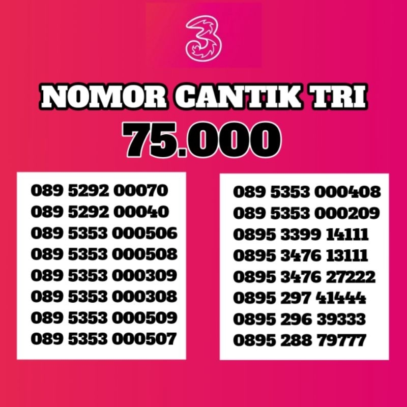 Jual 75 Nomor Nomer No Nocan Cantik Antik Hoki Kartu Perdana Operator ...