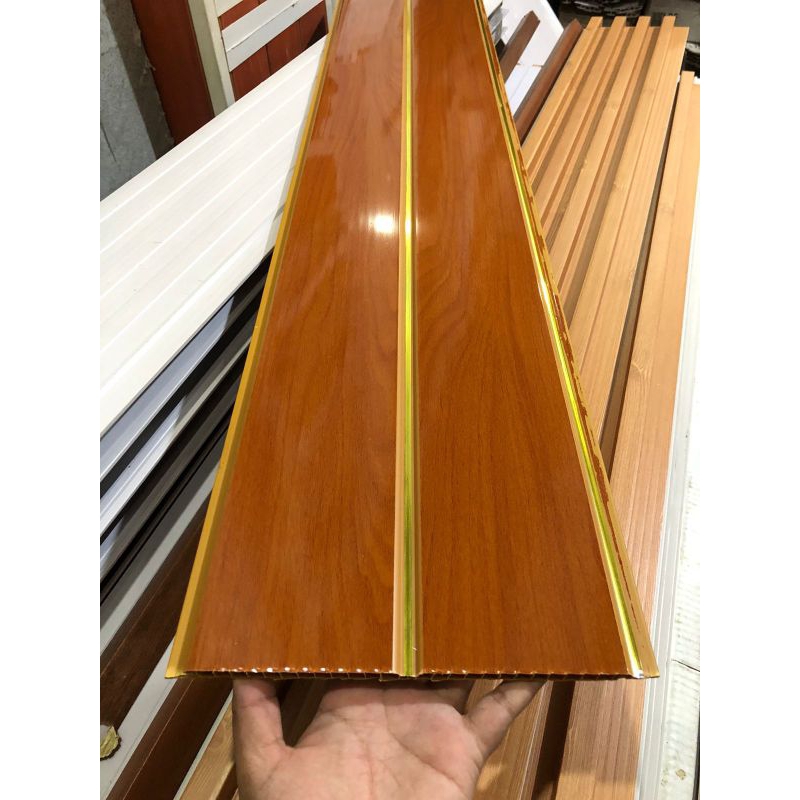 Jual plafon pvc coklat motif serat kayu Nat gold glossy SN 717 ...