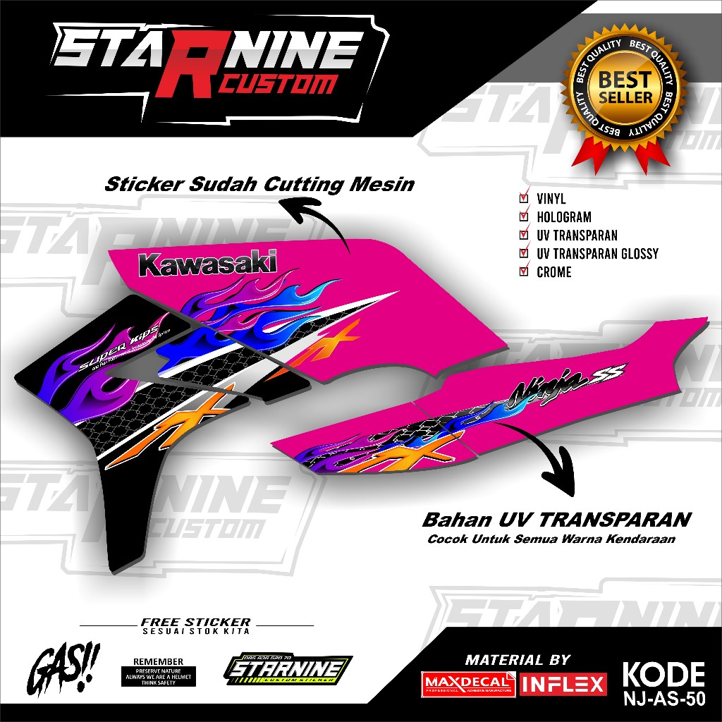 Jual Striping ninja ss transparan sticker ninja kode NINJA-AS-52 ...