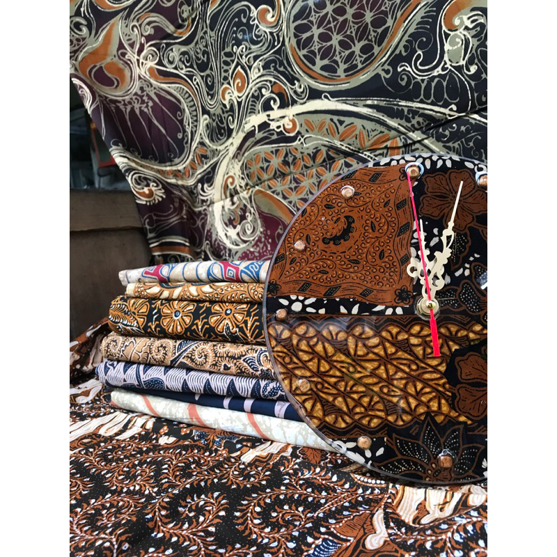 Jual Kerajinan Tangan Jam Dinding Resin Limbah Batik Unik Bulat ...