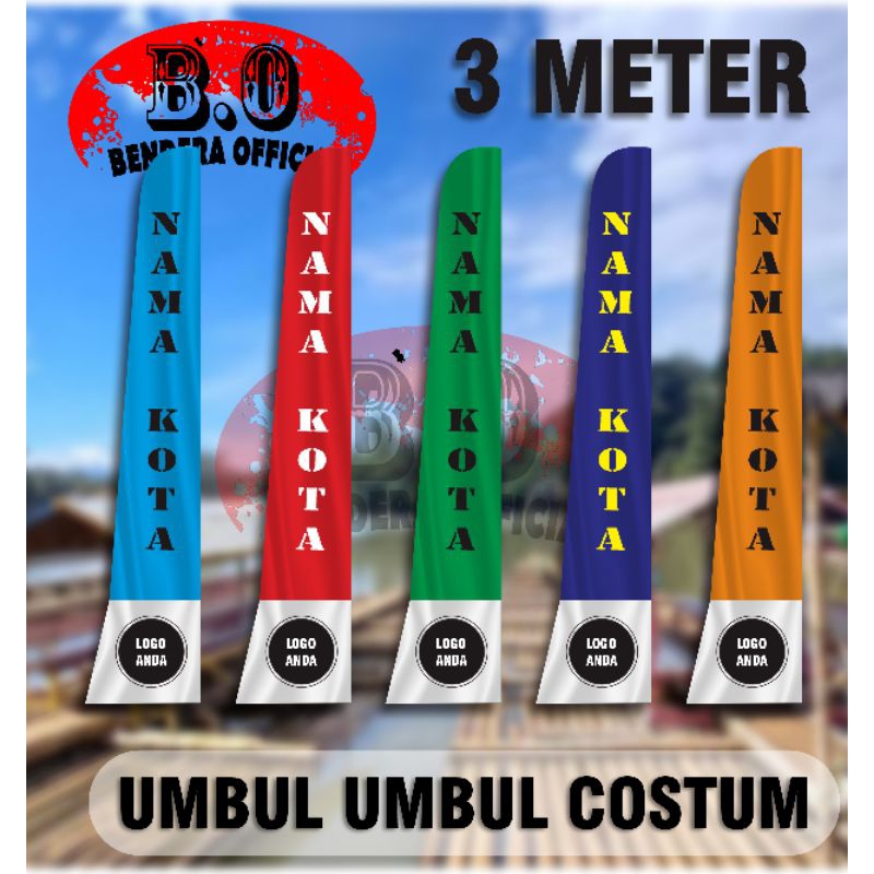 Jual UMBUL UMBUL CUSTOM 3METER (TULISAN+LOGO) WARNA TULISAN BEBAS ...