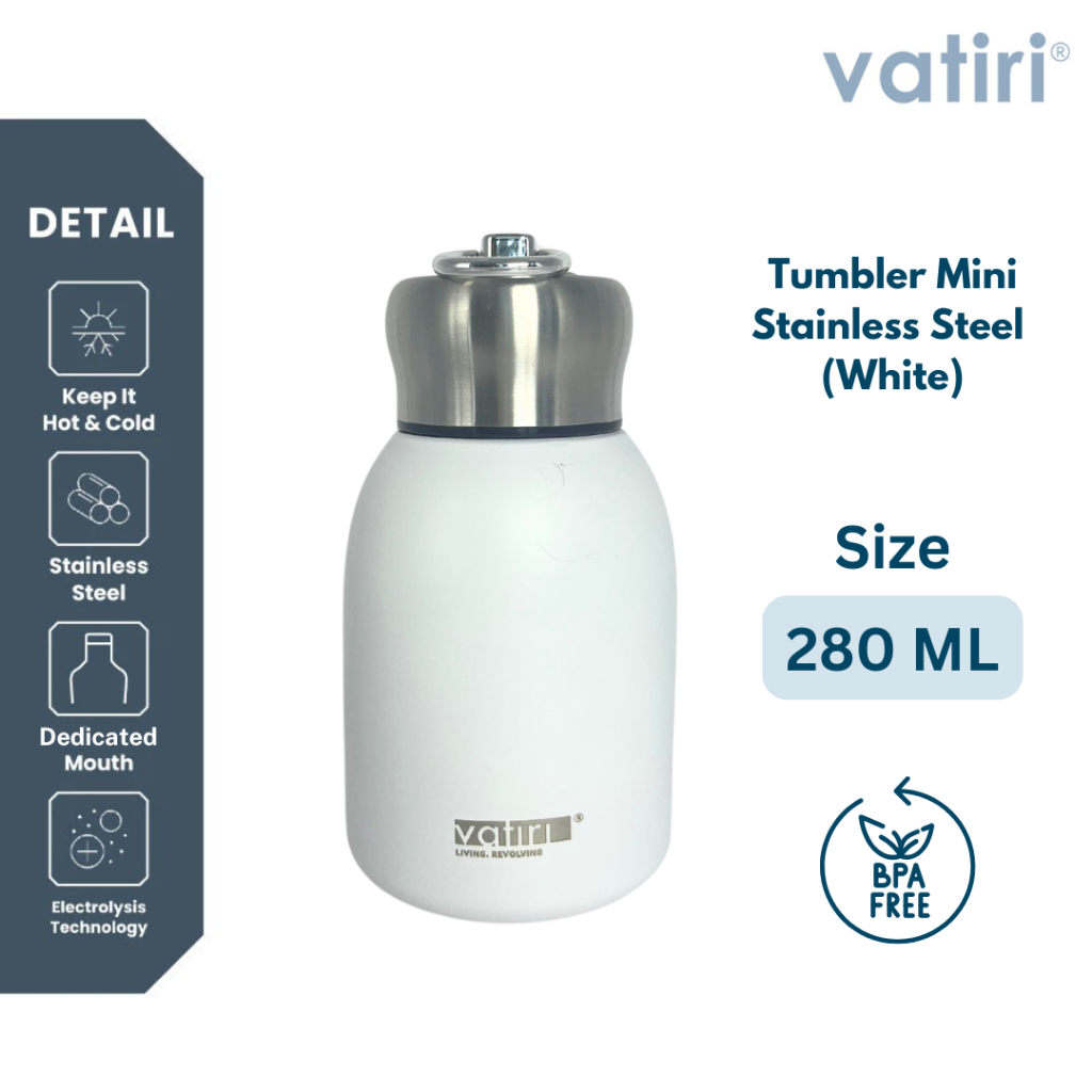 Jual Vatiri Tumbler Mini Botol Minum Stainless Steel (Putih) 280ml - Tumbler Portable Tahan ...