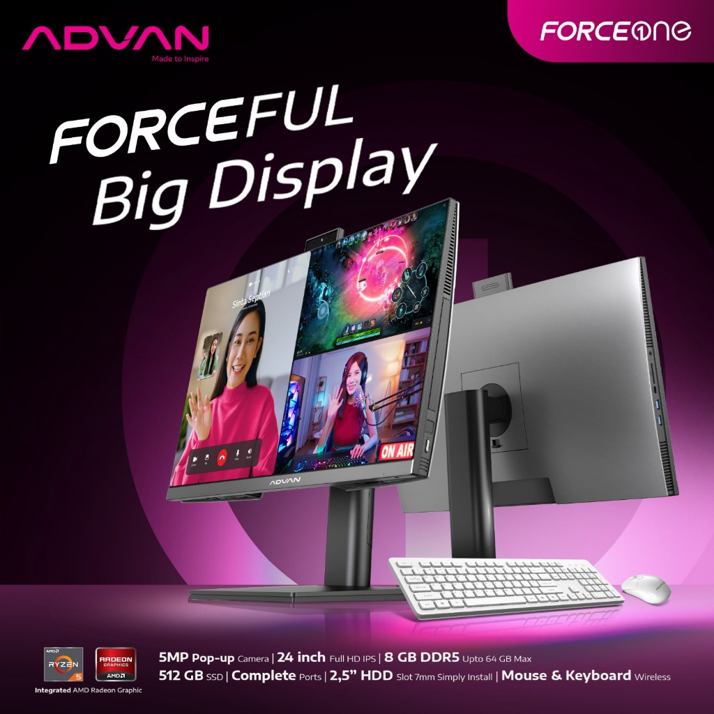 Jual ADVAN Force One PC All in One PC AIO Ryzen 5 6600H 8GB 512GB 99% SRGB Windows 11 | Shopee ...