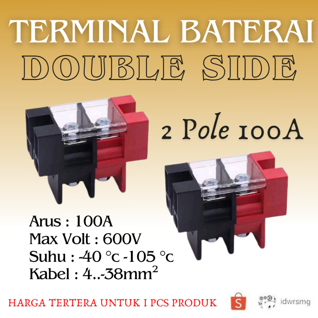 Jual Terminal 2 Pole 100A pitch 21mm Double Side Type Terminal Blocks ...