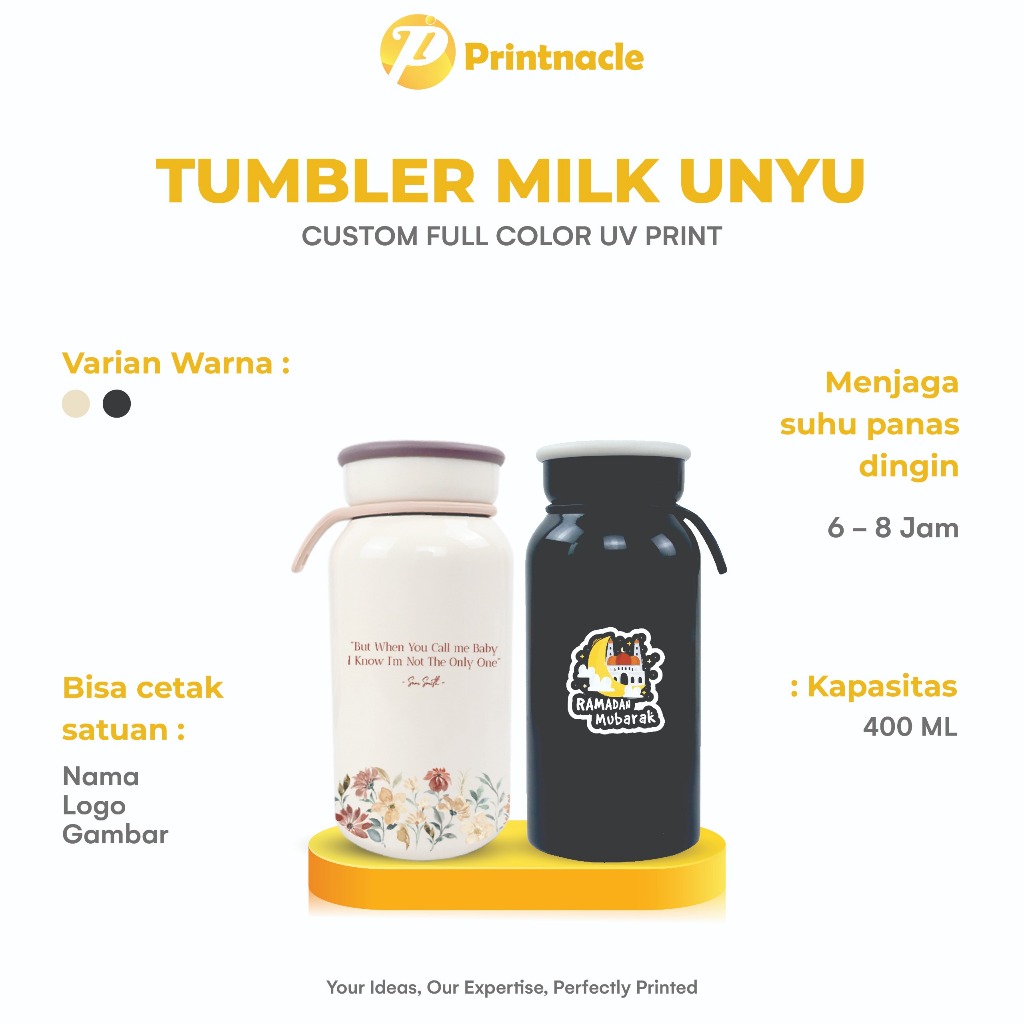 Jual Botol Minum Custom Uv Print Tumbler Milk Unyu 400ml Stainless ...