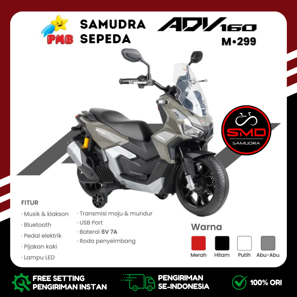 Jual Motor Aki Mainan Anak Cas PMB M299 Honda ADV 160 Lisensi 6V Murah ...
