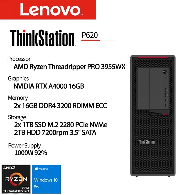 Jual Lenovo PC ThinkStation P620 AMD Pro 3955WX 32GB 2TB NVMe 2TB RTX A4000-16GB Win10Pro ...