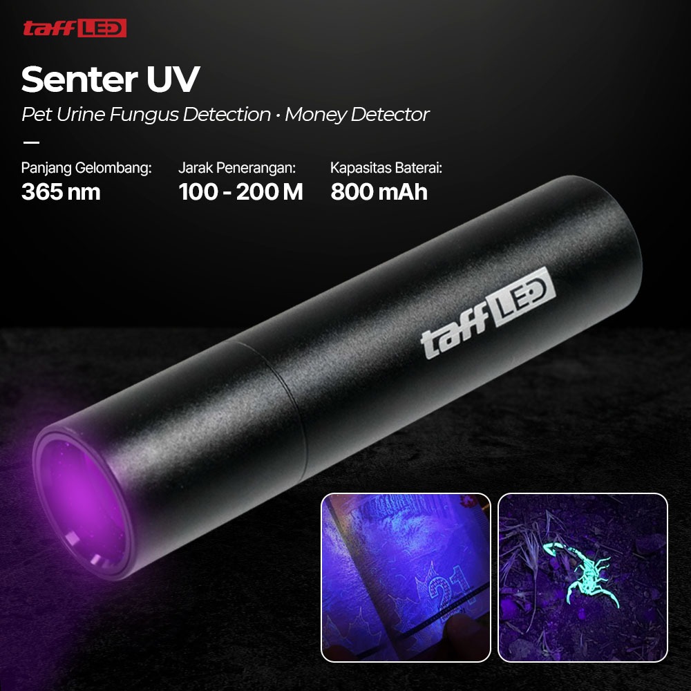Jual Taffled Senter LED Mini Ultraviolet USB Rechargeable 395nm 365nm - UV-395 S11-Z ORIGINAL ...