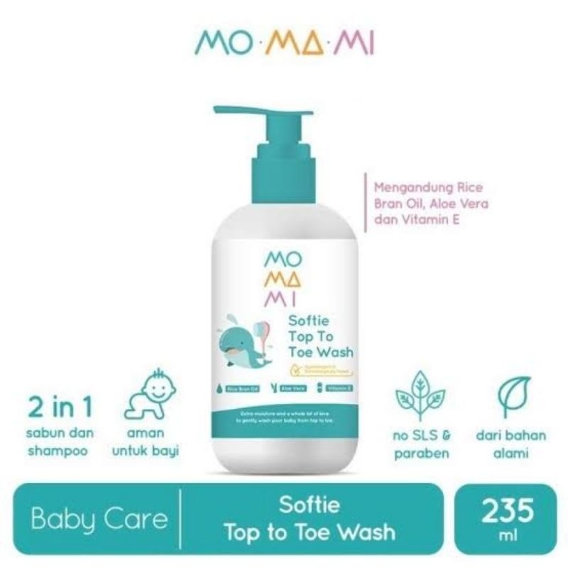 Jual Momami Softie Top To Toe Wash 235mL 2 In 1 Shampoo & Sabun Mandi Cair Bayi / Anak | Shopee ...