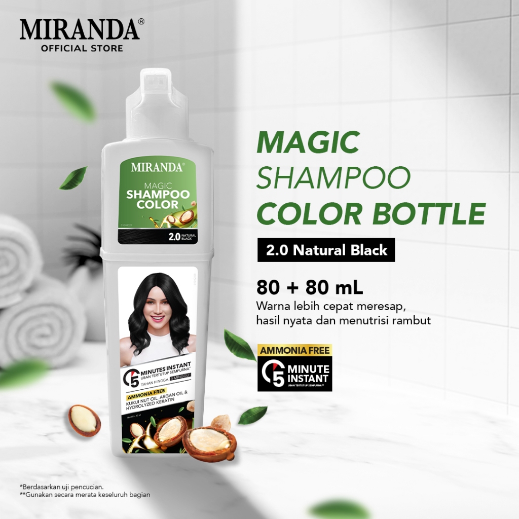Jual Miranda Magic Shampoo Color Bottle 160ml - Natural Black | Sampo ...