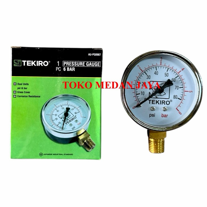 Jual TEKIRO UKURAN TEKANAN ANGIN PRESSURE GAUGE COMPRESSOR 6 BAR ...