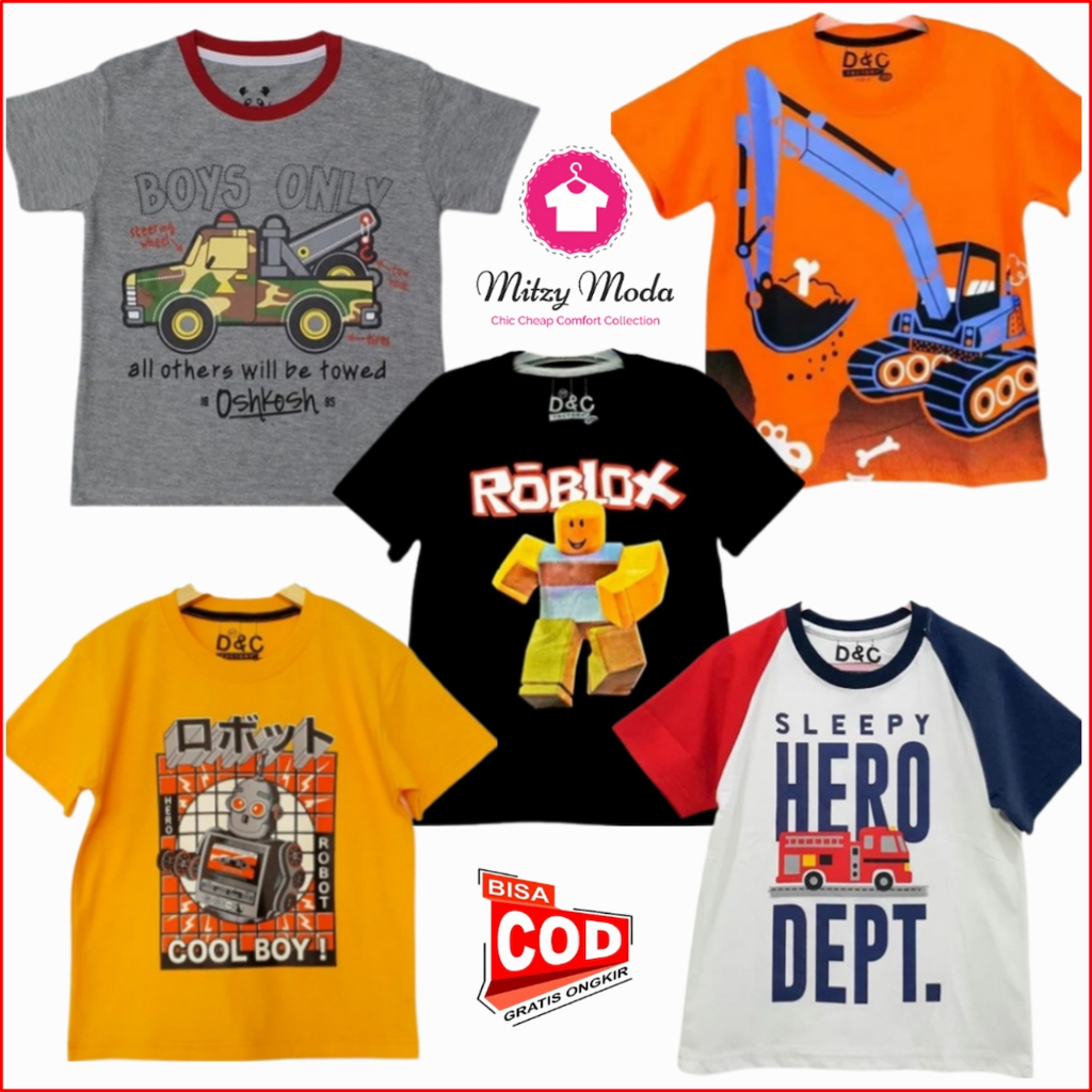 Jual ( D&C ) Baju Kaos Atasan Anak Laki | Kaos Roblox - Kaos Truk Beko ...