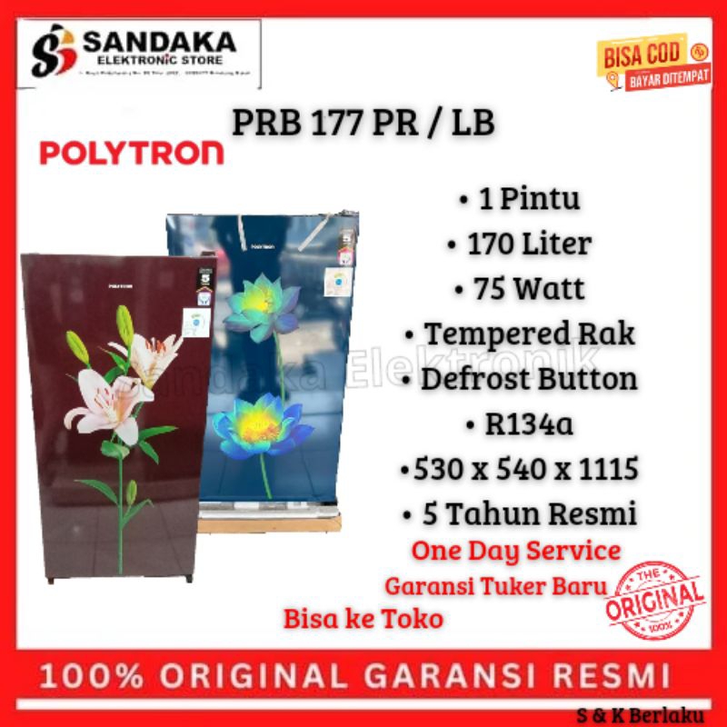 Jual kulkas 1 pintu Polytron 170 liter prb 177 garansi resmi promo ...